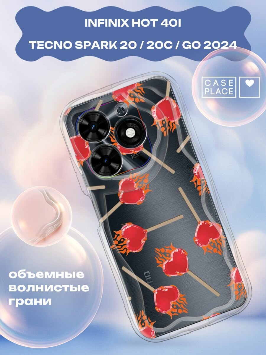 Чехол на Tecno Spark Go 2024/Spark 20C / Текно Спарк Го 2024/Спарк 20C с принтом Горящие леденцы 2