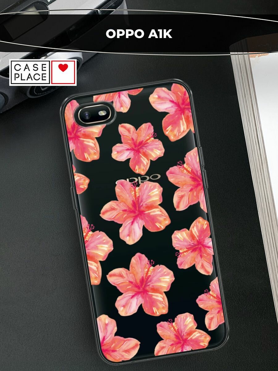 Силиконовый чехол на Oppo A1k / Оппо А1к с принтом "Pink flowers"