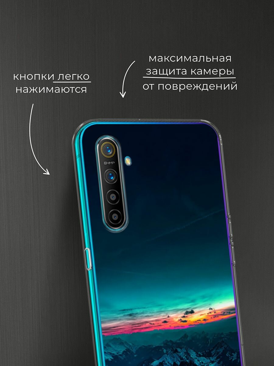 Силиконовый чехол на Realme XT / Реалми XT с принтом "Закат в горах" — фото 1