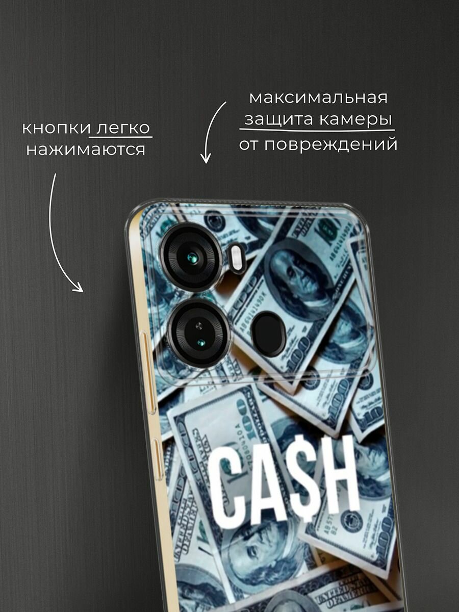 Силиконовый чехол на Itel P40 / Ител P40 с принтом "Cash" — фото 1