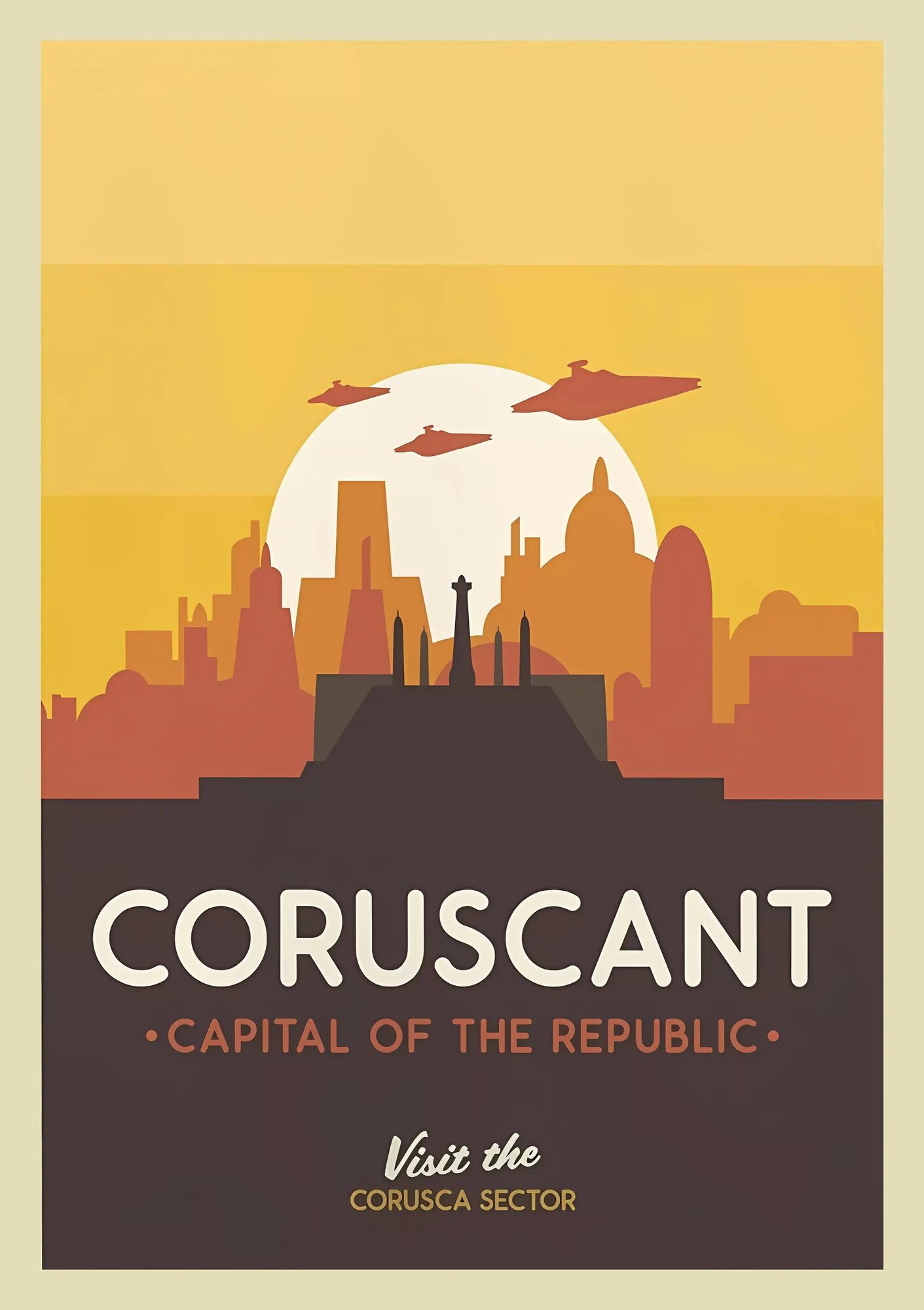Постер "Coruscant, столица Республики" 20x30см, Бордовый, Light Grey