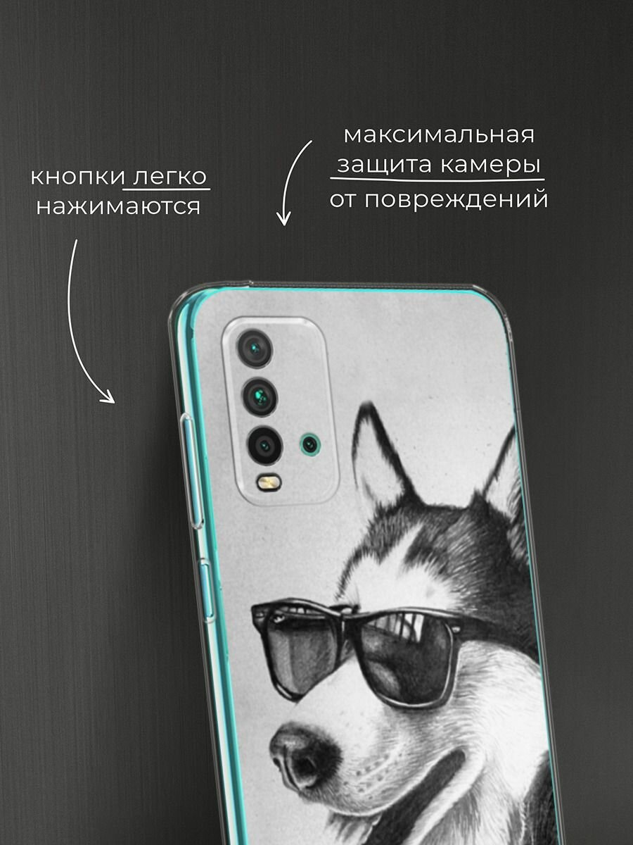 Чехол на Xiaomi Redmi 9T / Сяоми Редми 9Т с принтом "Крутой Хаске" — фото 1