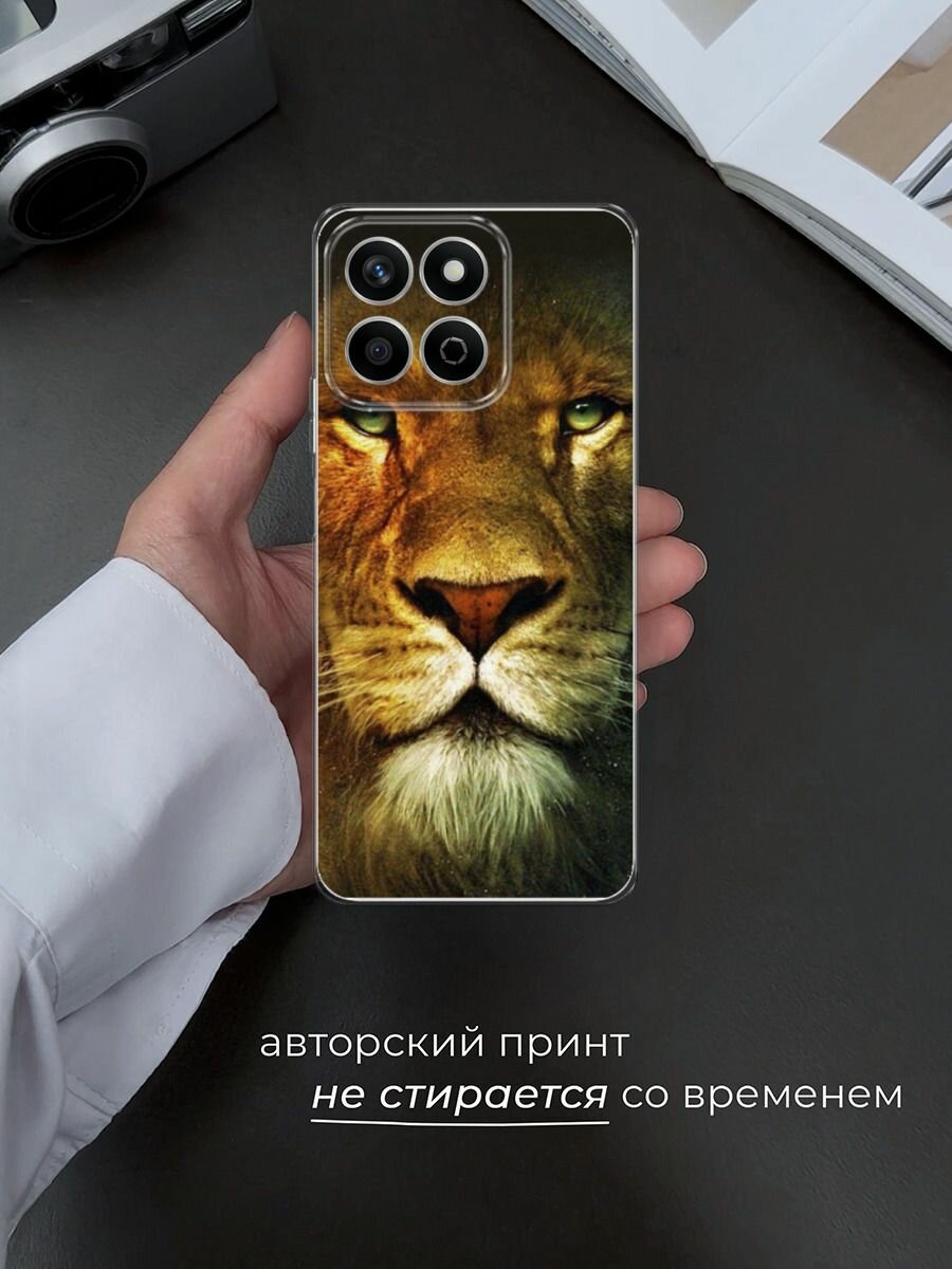 Силиконовый чехол на Honor X7c / Хонор X7c с принтом "Лев арт 8" — фото 1