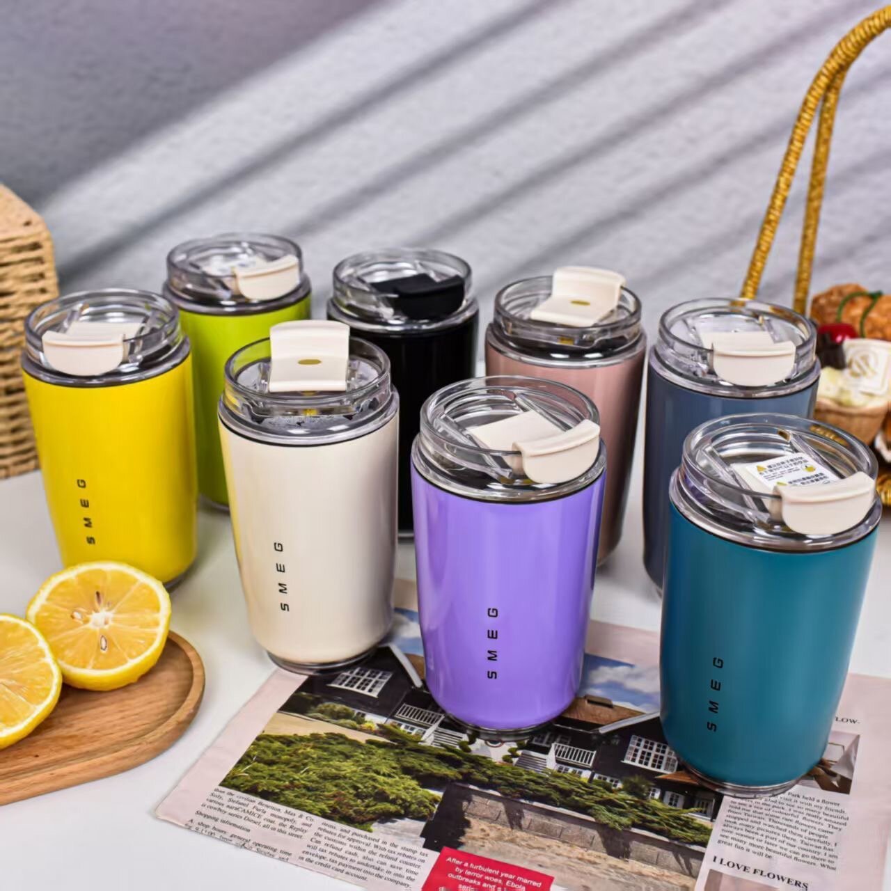 Термокружка "Smeg", нержавеющая сталь, пластик, 240 мл, вакуумная, цвет лавандовый