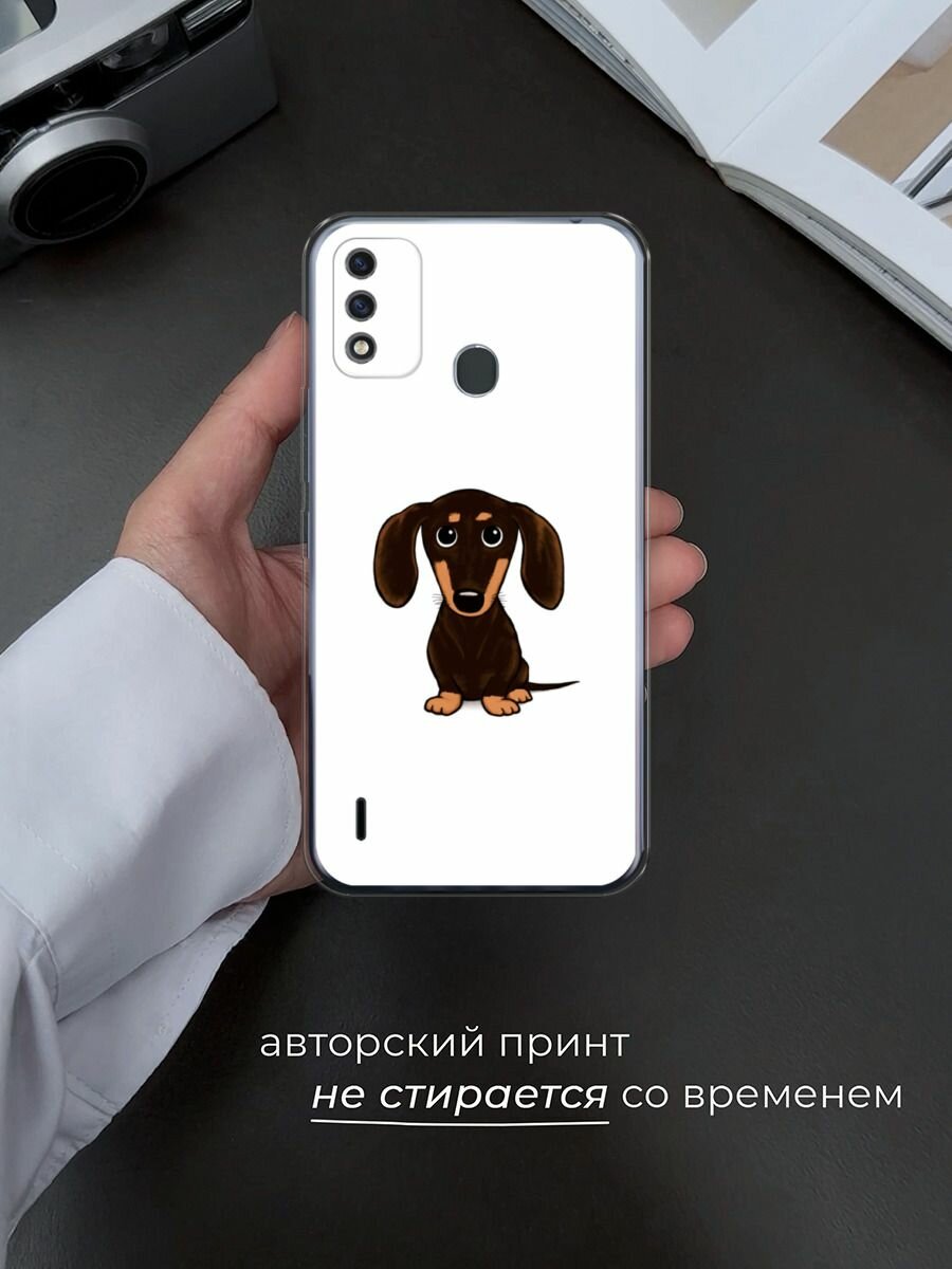 Силиконовый чехол на Itel A48 / Ител А48 с принтом "Маленькая такса" — фото 1