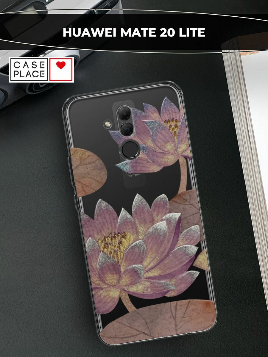 Чехол на Huawei Mate 20 Lite / Хуавей Мате 20 Лайт с принтом "Темные лотосы"
