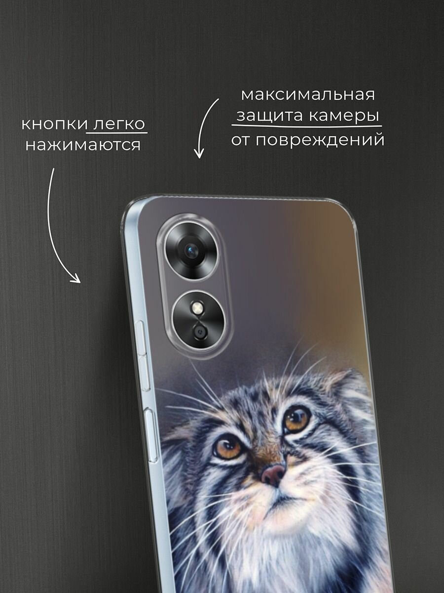 Силиконовый чехол на Oppo A17 / Оппо A17 с принтом "Кот манул 2" — фото 1