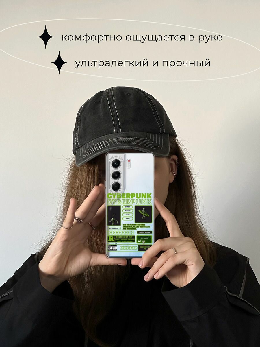 Чехол на Tecno Camon 40 Pro / Текно Камон 40 Про с принтом "Cyberpunk", прозрачный — фото 1