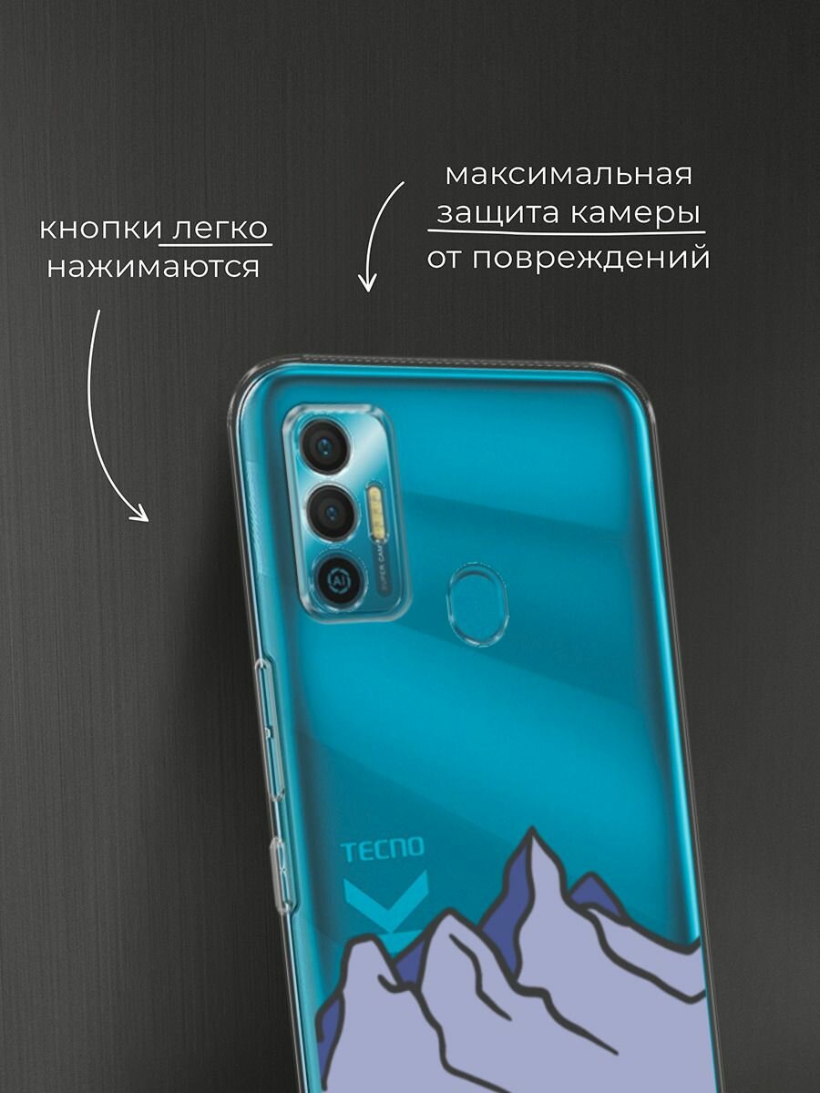 Чехол на Tecno Spark 7 / Техно Спарк 7 с принтом "Гора", прозрачный — фото 1
