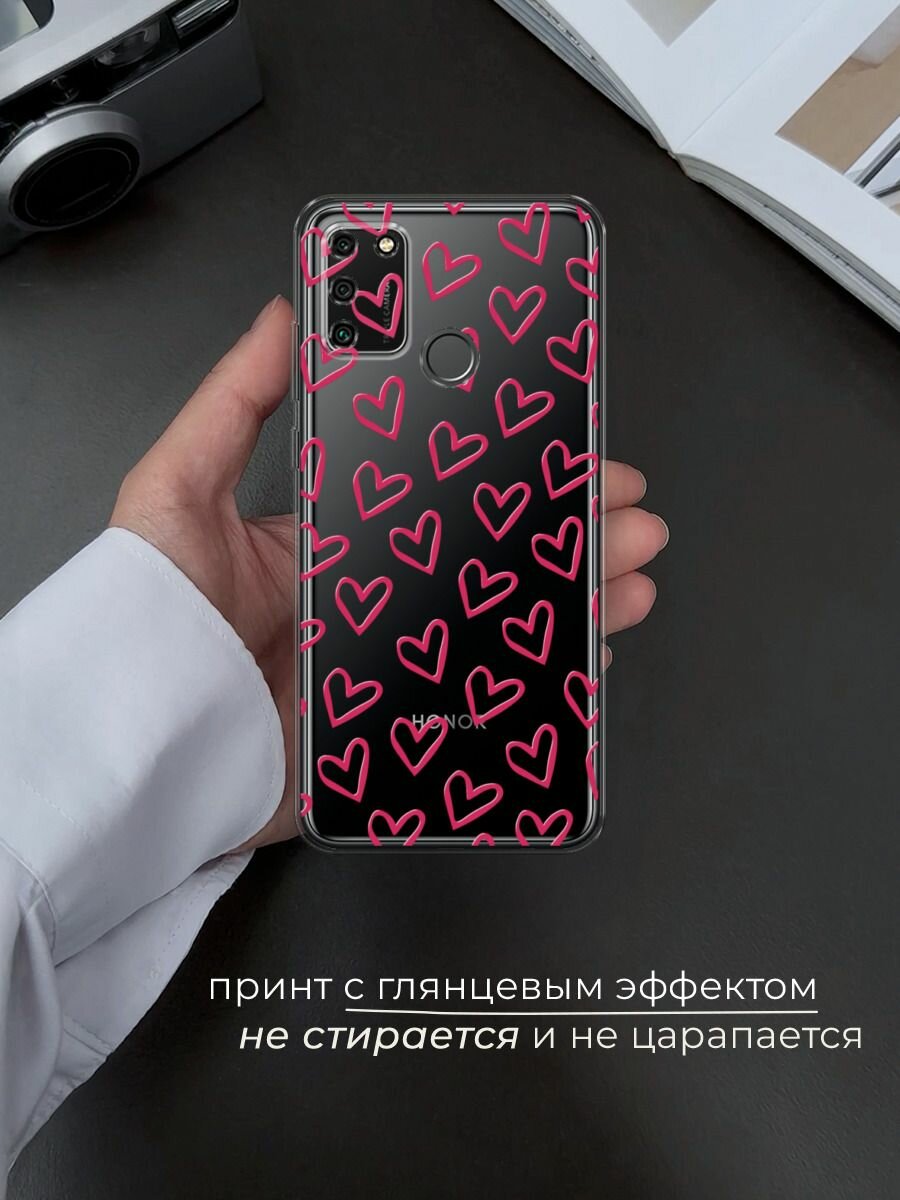 Чехол на Honor 9A / Хонор 9А с принтом "Темные сердечки" — фото 1