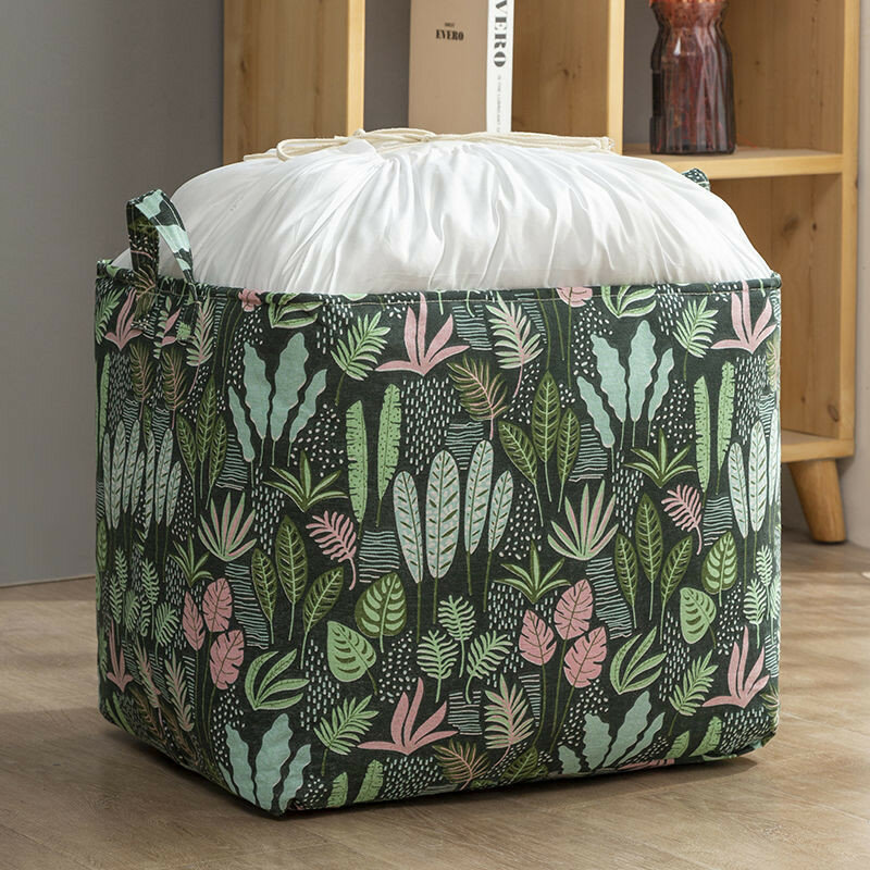 Foldable nonwoven laundry hamper for bedroom storage and blanket organization