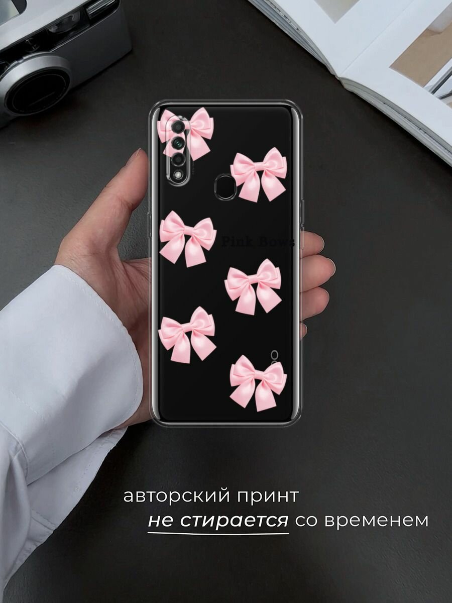 Чехол на Oppo A31 / Оппо А31 с принтом "Pink Bows", прозрачный — фото 1