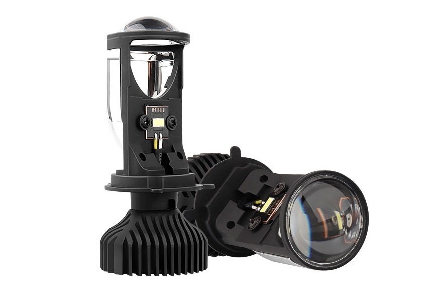 Светодиодные мини линзы ближнего и дальнего света Y6 H4 5500К 12 - 24v.