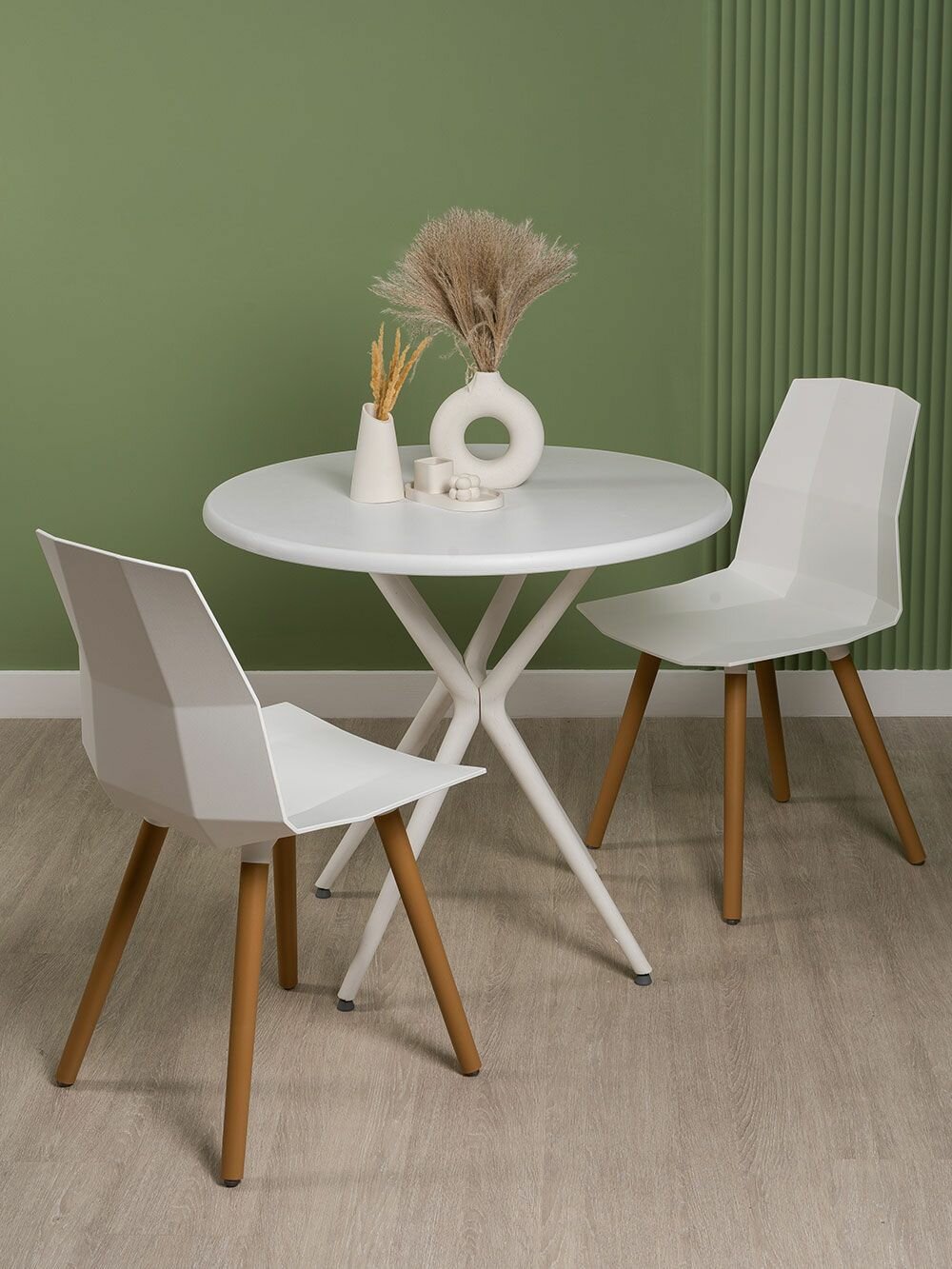 Стул для кухни Солл, без подлокотников, Белый, пластик / Бежевые ножки, пластик