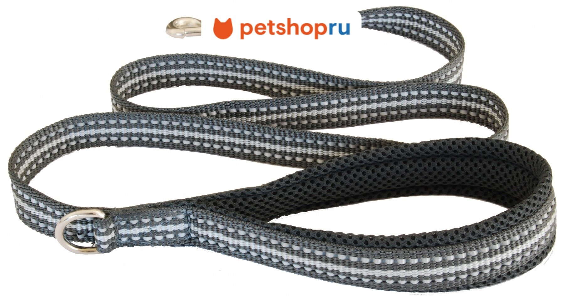 Cortina Мягкий светоотражающий поводок, черный-серый, размер S