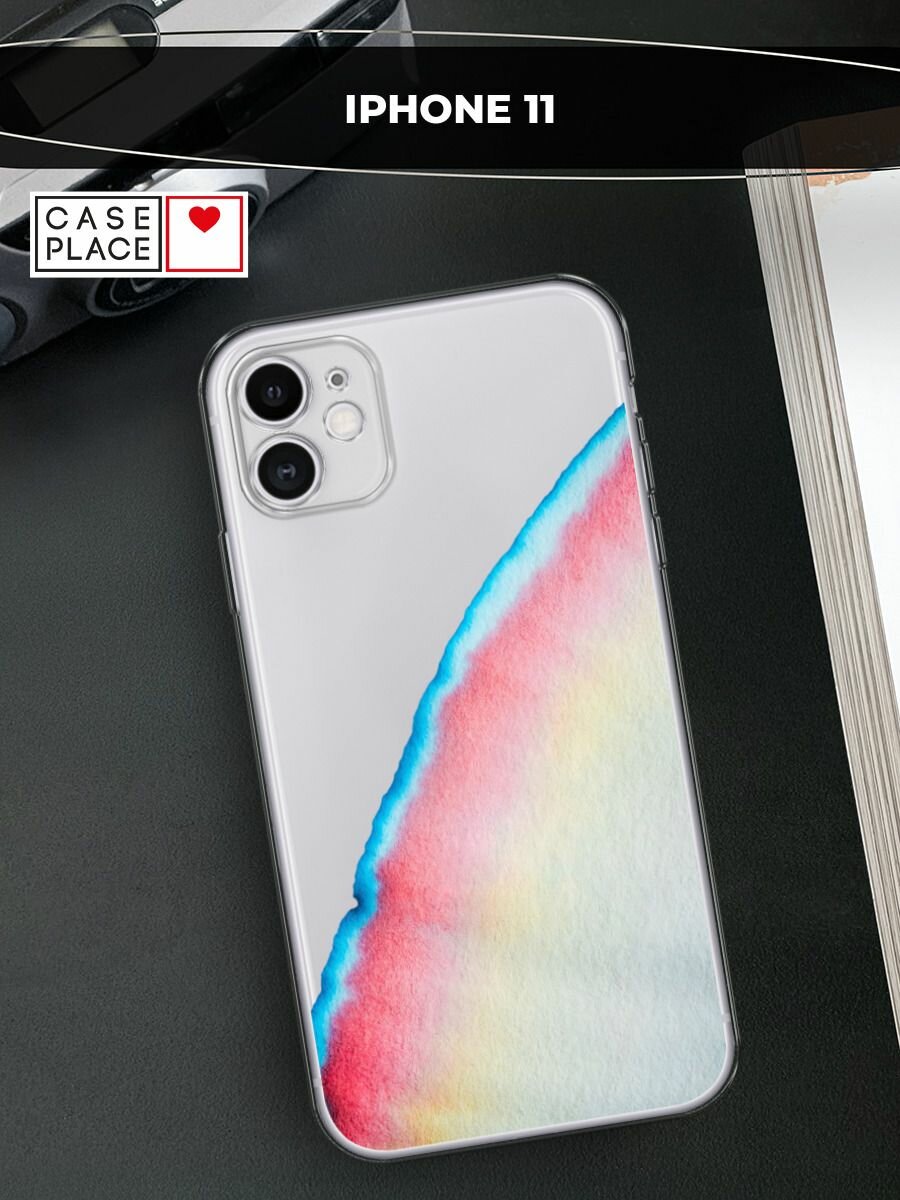 Чехол на Apple iPhone 11 / Айфон 11 с принтом Слияние красок, прозрачный