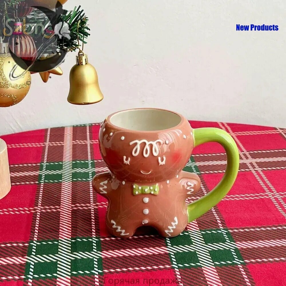Кружка "Пряничный человечек", керамическая, глазурованная, красная, 1шт — фото 1