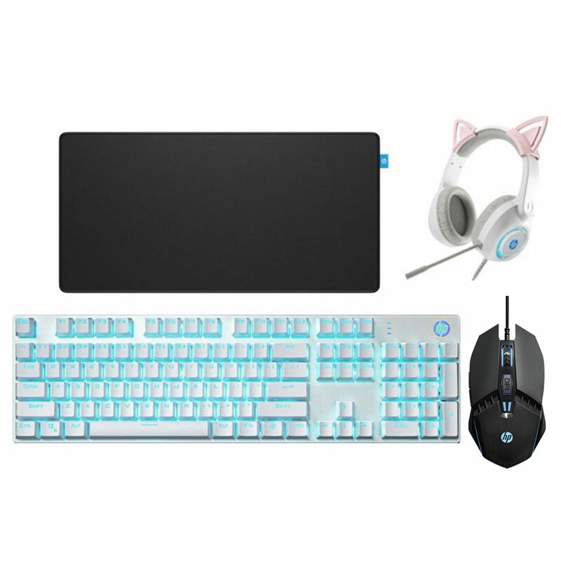 Клавиатура-мышь набор HP HUIPU GK400F, Couple Esports Set, Mechanical Gaming Keyboard+Esports Gaming Mouse+Pink Cat Ear Gaming Headphones, multicolor