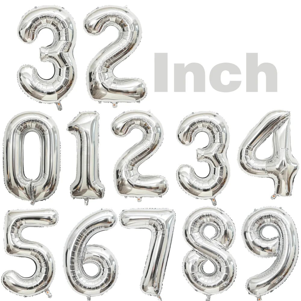 32-дюймовый разноцветный воздушный шар с номером 0, воздушные шары с большими цифрами 0-9, украшения для дня рождения для мальчиков и девочек, товары для женщин и мужчин, вечерние, юбилейные принадлежности