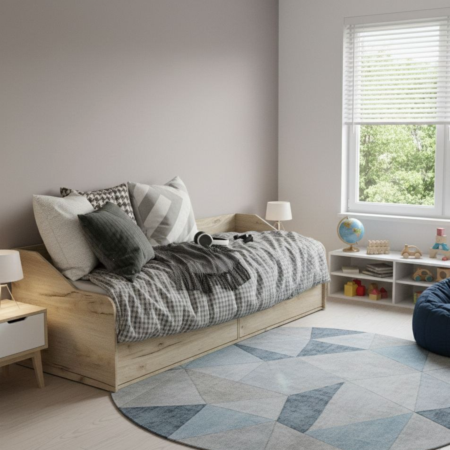 Кровать-диван с ящиками Норд сп. м. 90х200 см, Дуб крафт серый