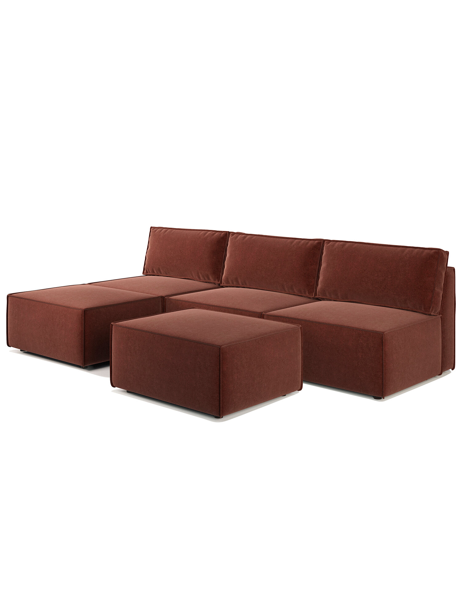 Угловой диван модульный Гамма 285х170х70 см, левый велюр Дрим шоколад
