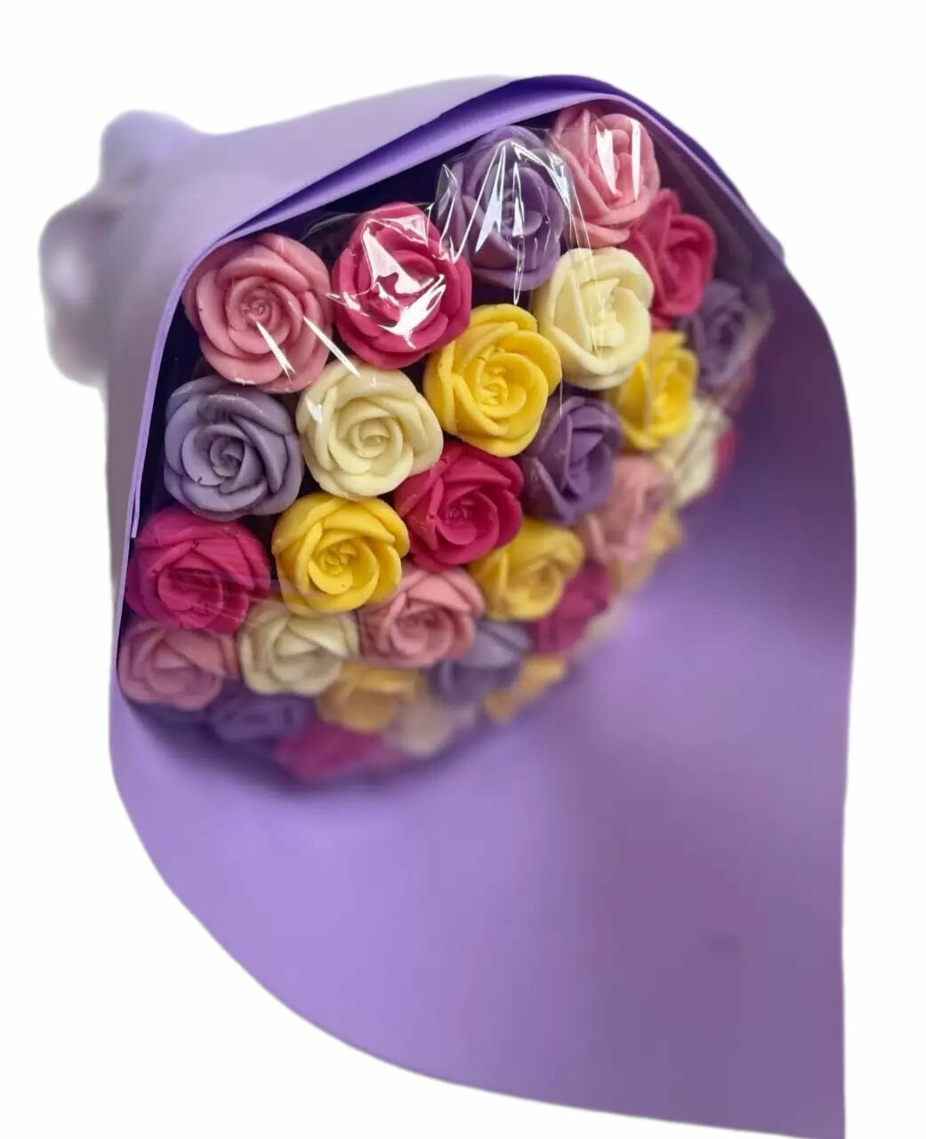 Сладкий букет из конфет ShokoTrendy, шоколадные розы, 37 шт фиолетовая упаковка