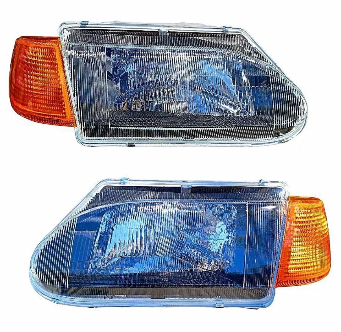 Фары передние ВАЗ 2113, 2114, 2115 / Чёрная маска / Рифлёное стекло