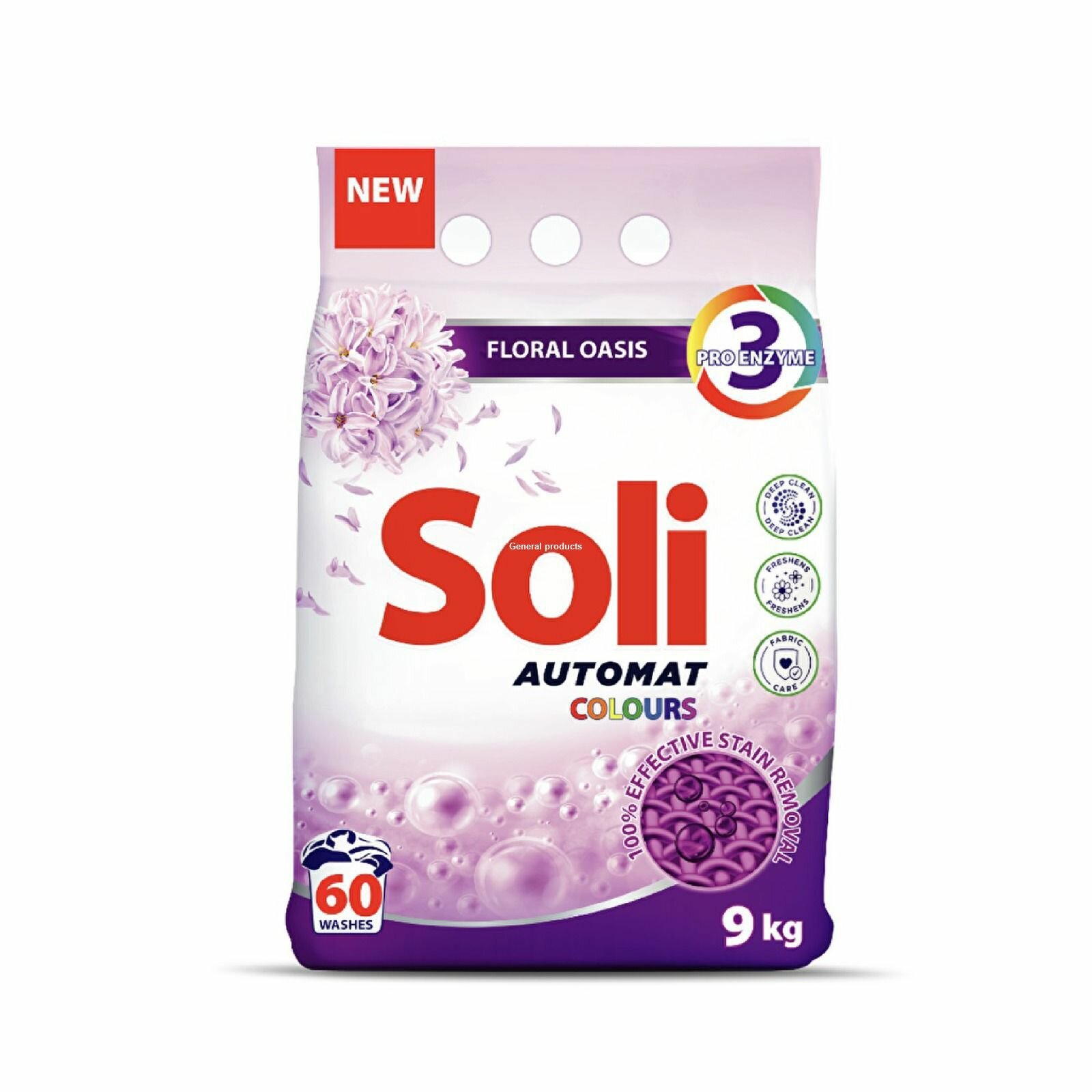 Стиральный порошок Soli для цветного белья 9кг. цветочный оазис