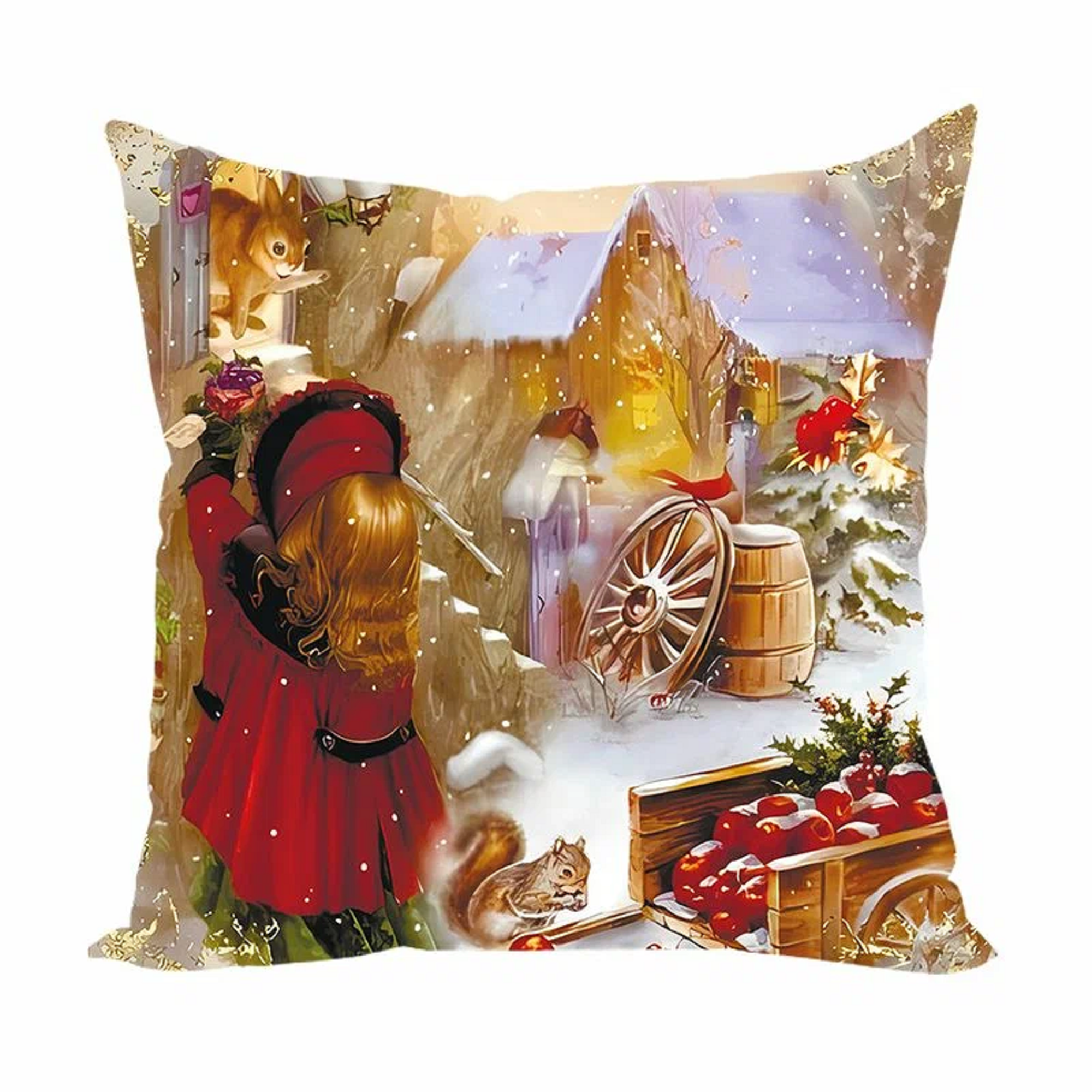 Подушка декоративная Рождественские угощения 30х30 велюр