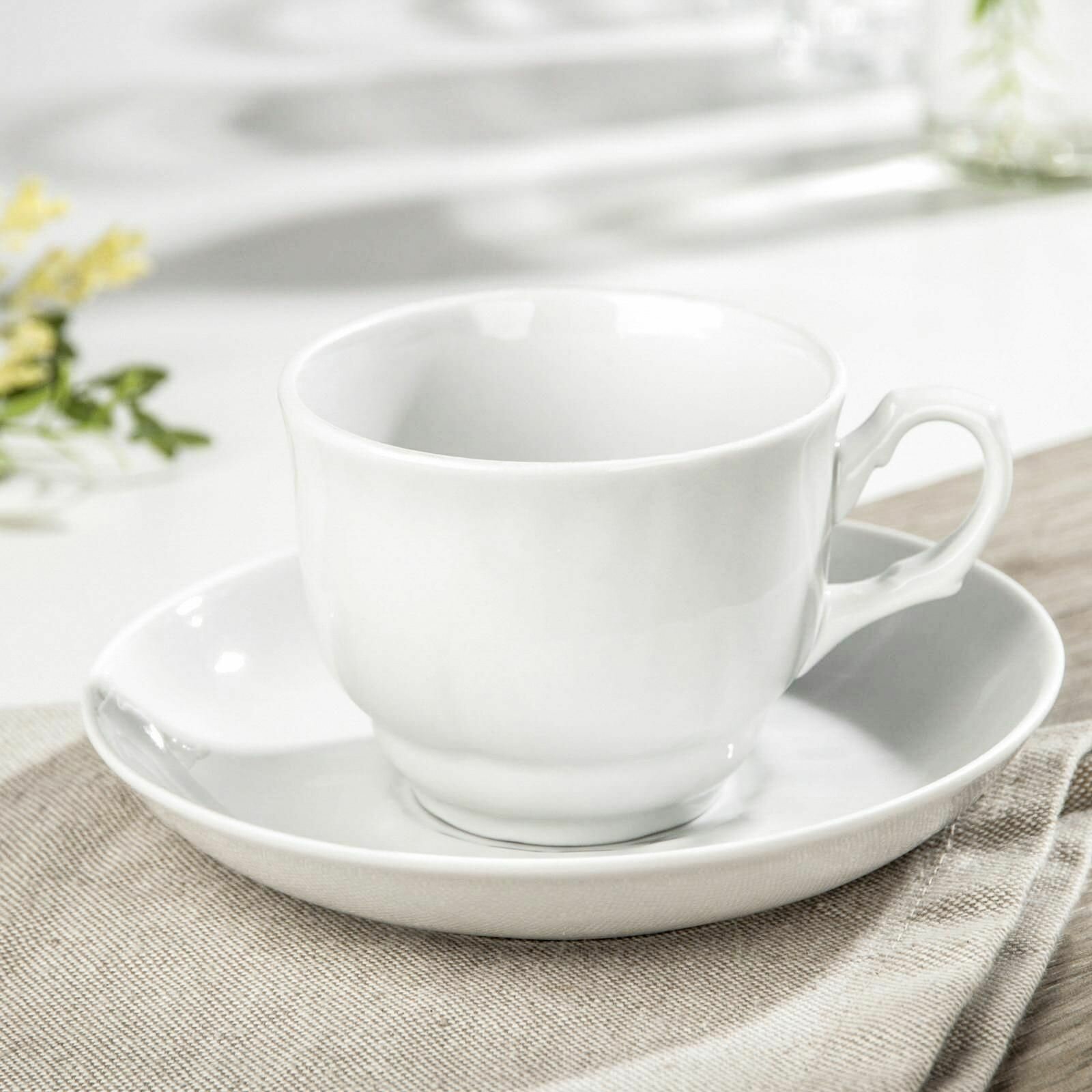 Чайная пара Добрушский фарфоровый завод Тюльпан, набор для чаепития на 1 персону: чашка 250 мл, блюдце из фарфора, для чая и кофе, подарочная