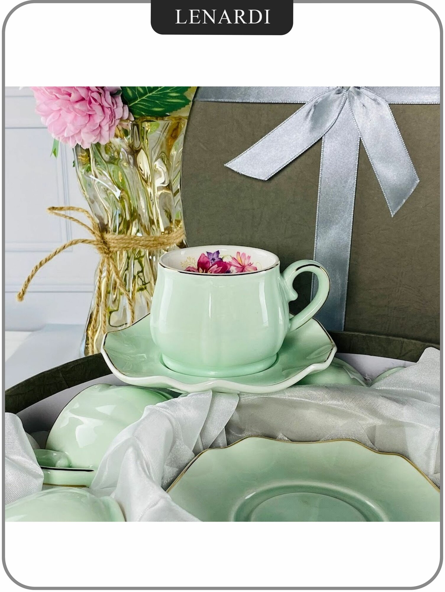 Кофейный набор на 6 персон 12 предметов Lenardi 100 мл фарфор