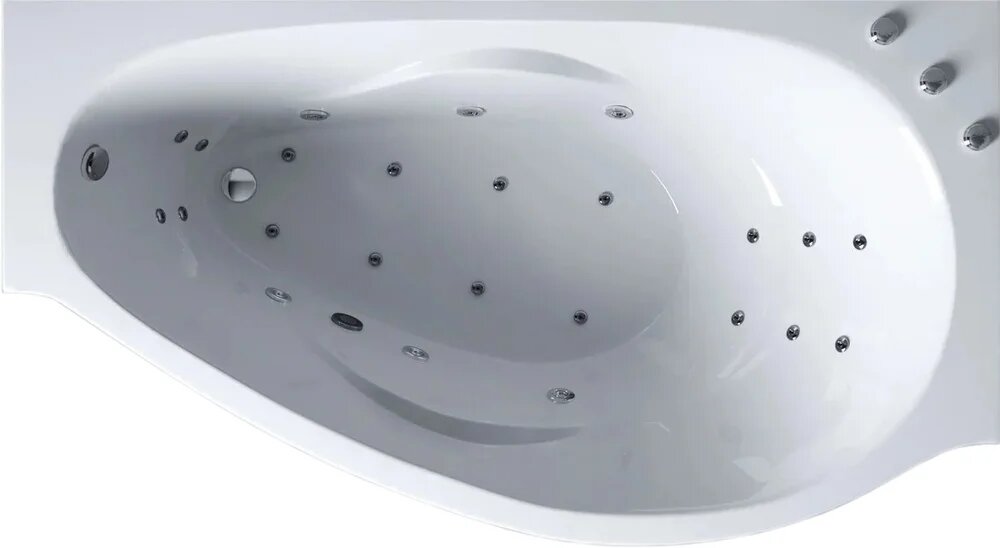 Ванна из искусственного камня Эстет Грация ФР-00010029 премиум R 170x94, пристенная, правая, асимметричная, белая, глянцевая, с подлокотниками