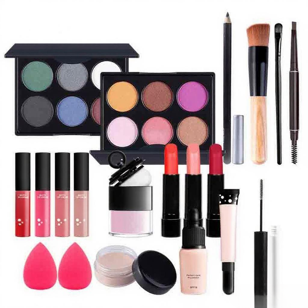 Набор косметики All-in-One Holiday Gift Makeup Set для женщин, включающий палетку теней для век 12 штук, помаду 3 штуки, липглосс 4 штуки, кисти для макияжа 2 штуки, пудровые пuffs 2 штуки, макияж для лица 2 штуки, карандаш для бровей, пудру в сыворотке,