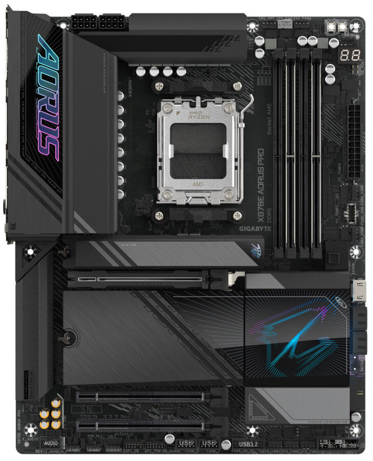 Материнская плата Gigabyte X870E AORUS PRO Socket AM5 AMD X870E 4xDDR5 ATX AC`97 8ch(7.1) 2.5Gg RAID+HDMI