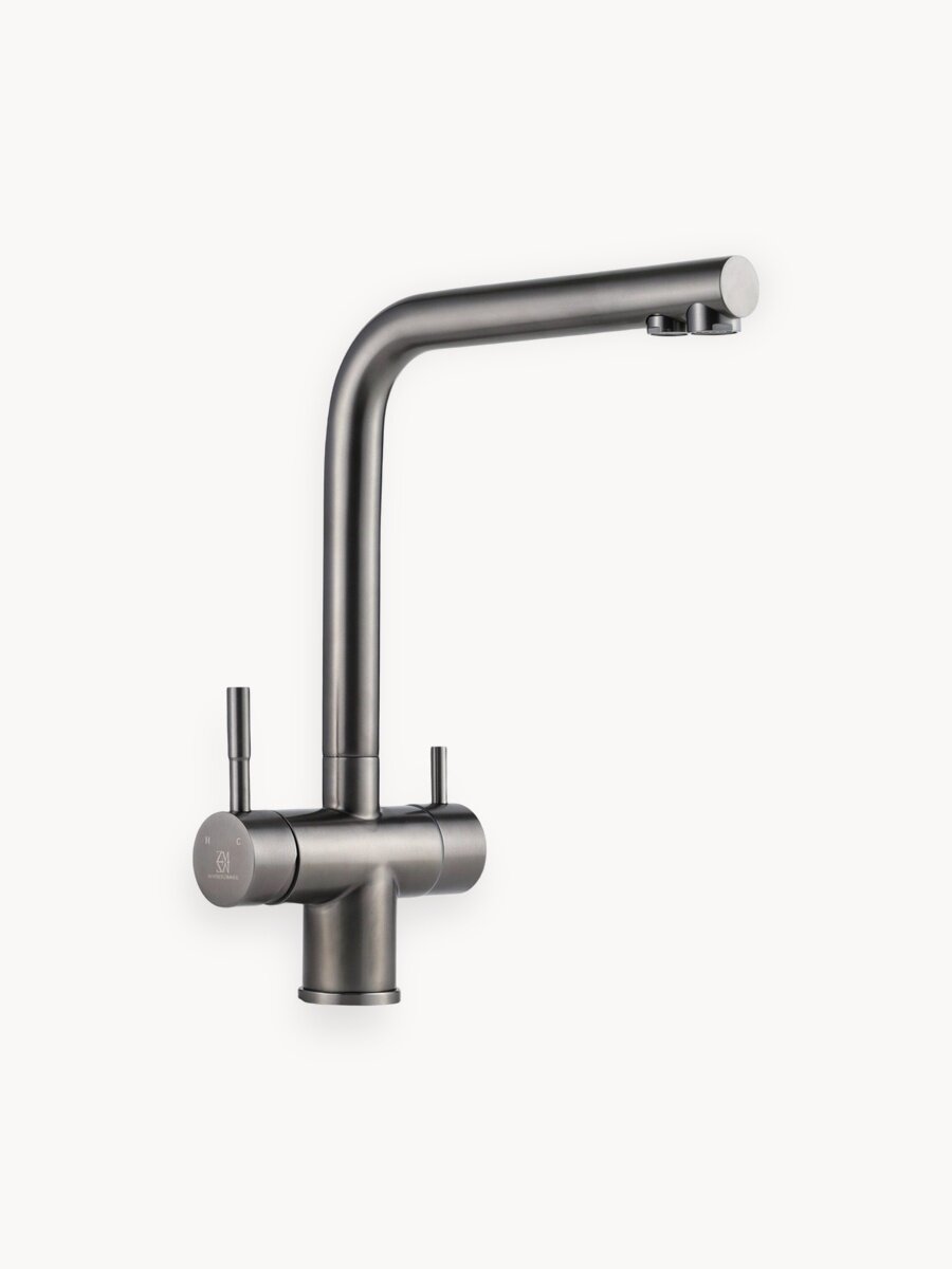 Смеситель для кухни с фильтром для питьевой воды из нержавеющей стали, цвет графит