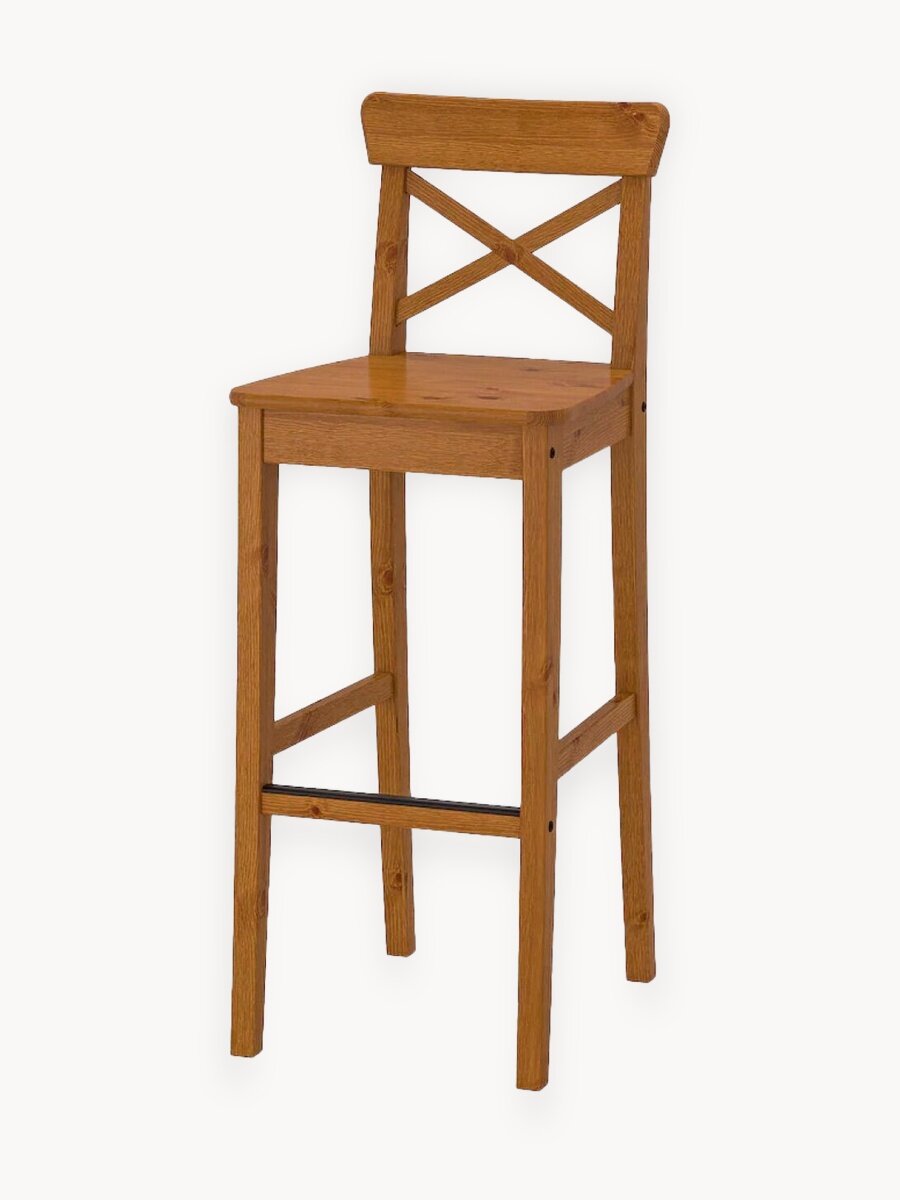 Стул барный ингольф с высотой сидения 74 см из массива сосны коричневый для кухни, дачи, гостиной, бара