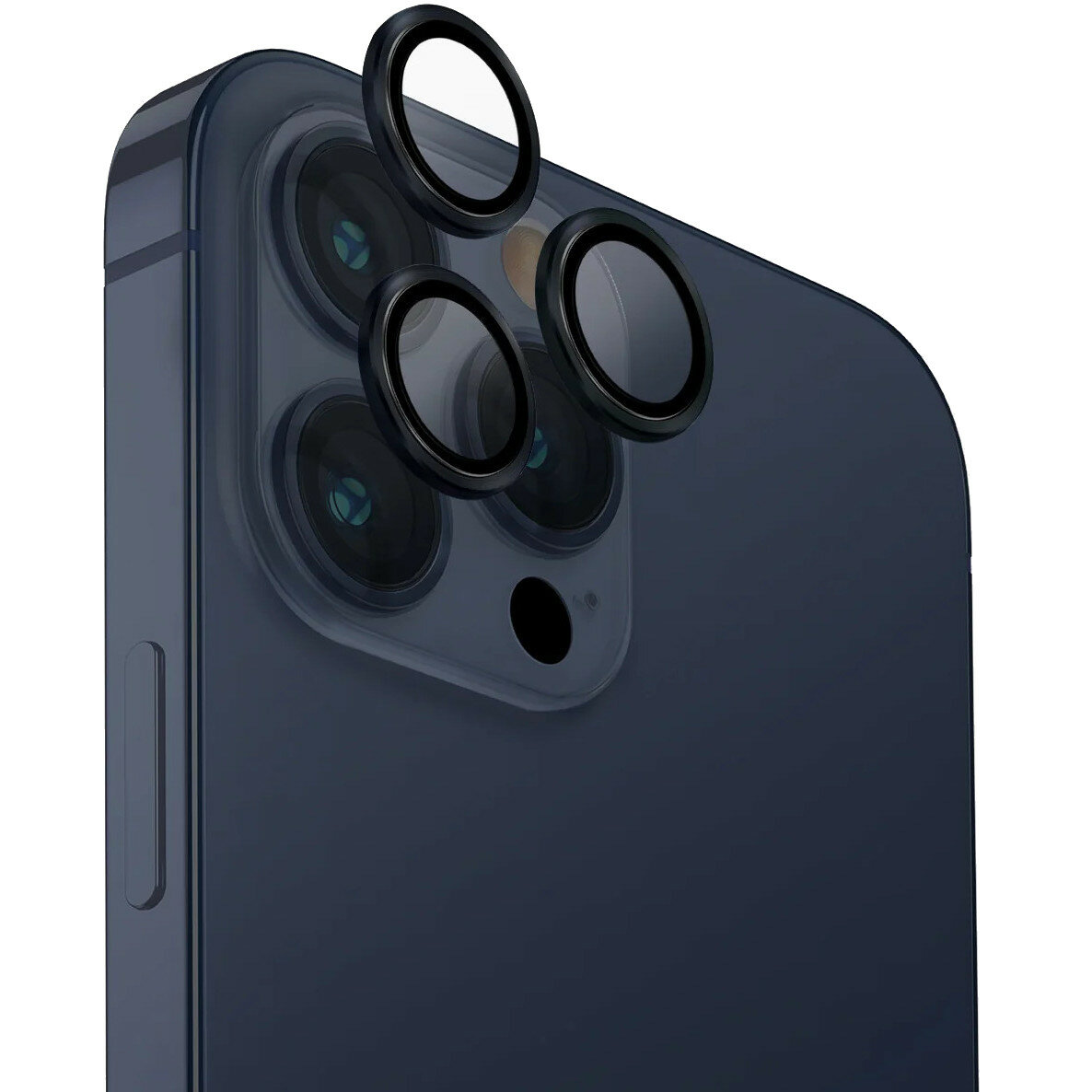 Защитное стекло на камеру Uniq OPTIX Camera Lens protector Aluminium для iPhone 15 Pro Max синее Dark Blue
