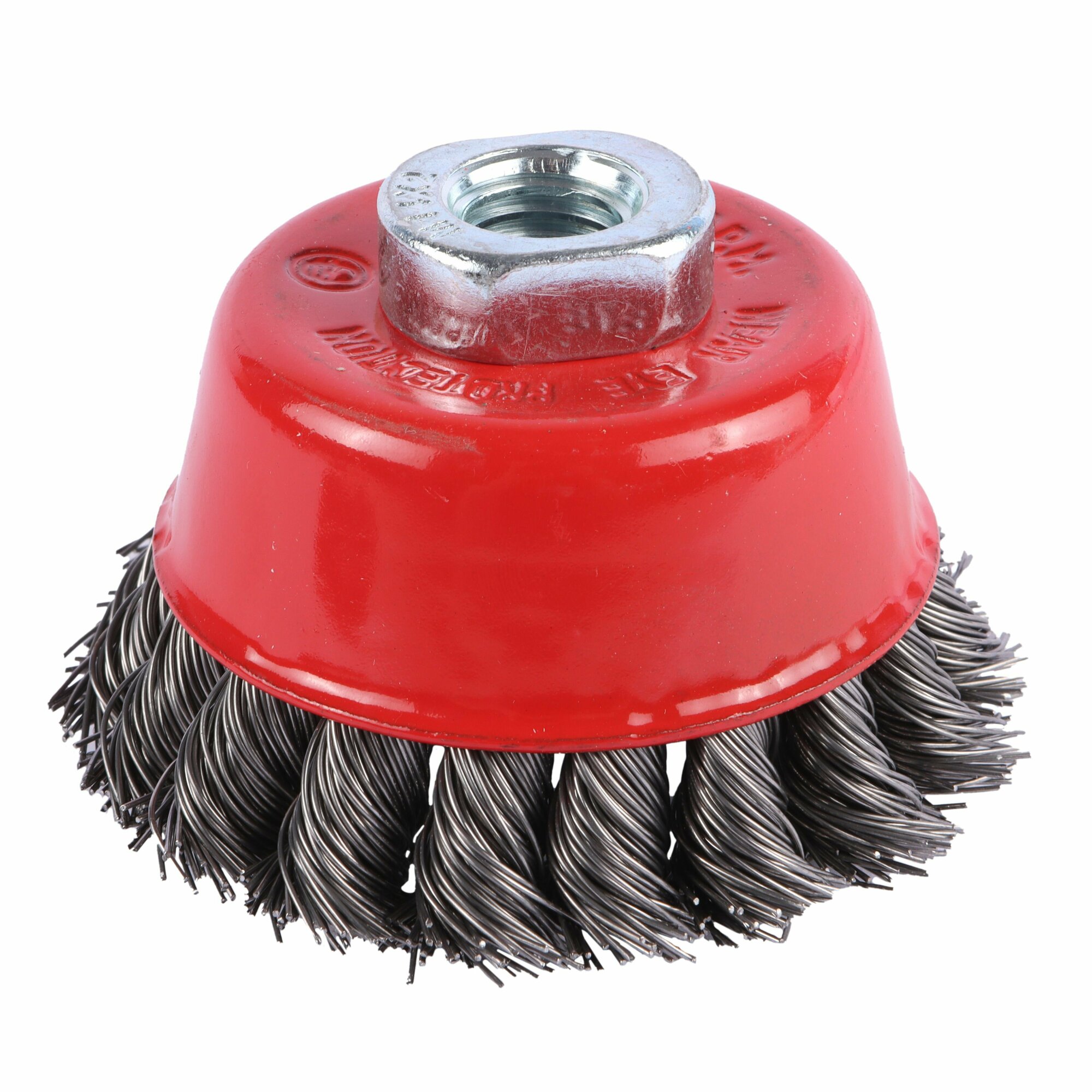 Щетка корщетка, чашка, насадка на УШМ крученая проволока 75 мм, М14 DERZHI