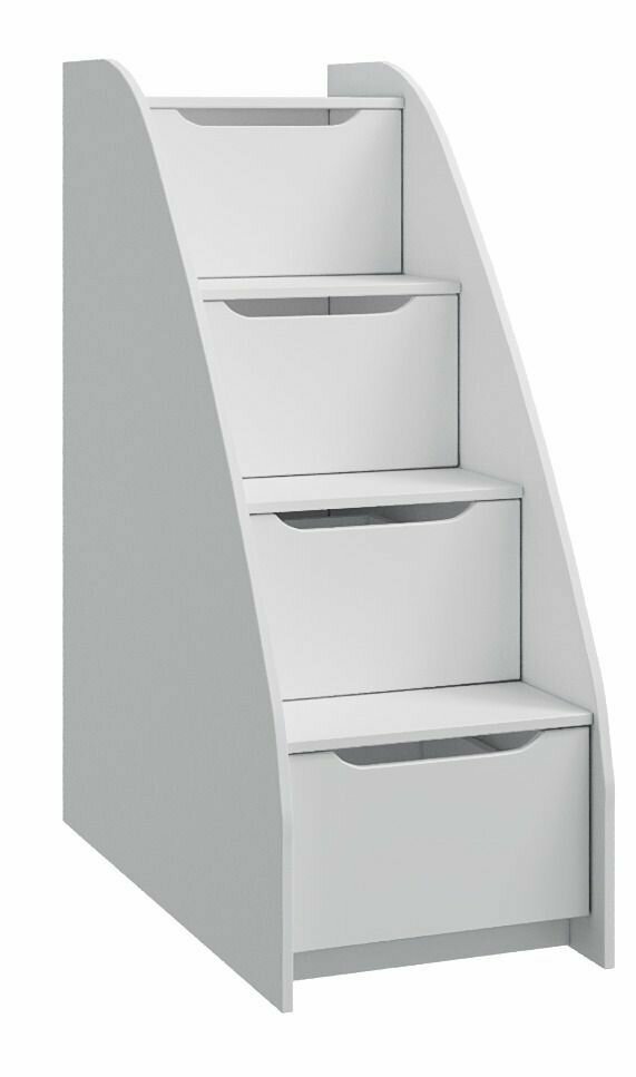 Тумба прикроватная Владимирская Мебельная Фабрика, для двухъярусных кроватей, белая, 4 ящика