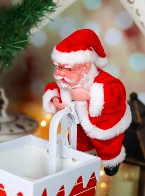 Дед Мороз фигурка на елку музыкальный интерактивный Поет, / Дед Мороз в дымаходе