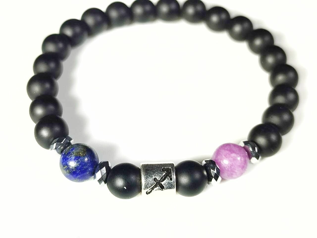 Браслет, аметист, лазурит