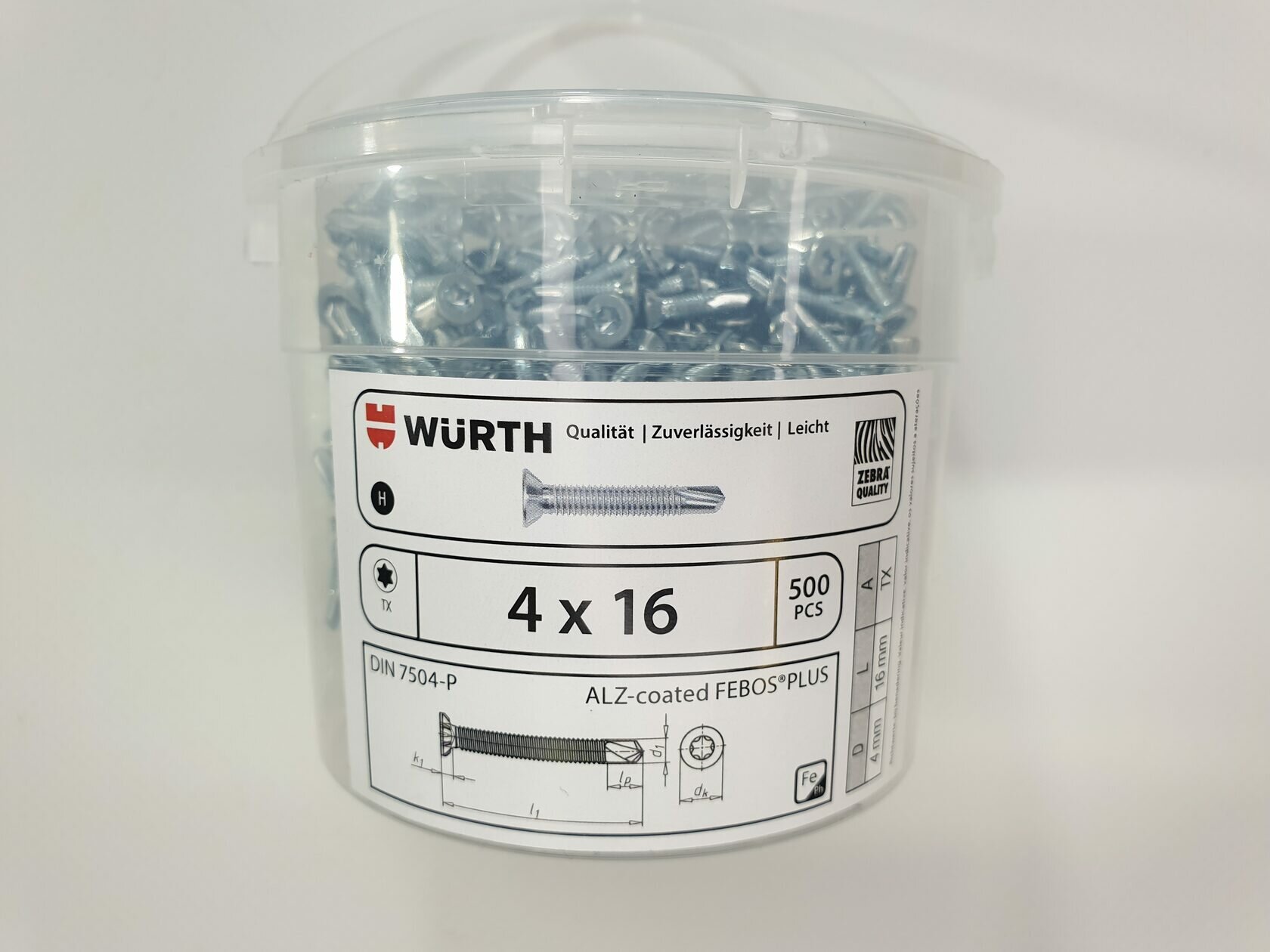 Саморез по металлу DIN 7504-P 4x16 (Febos plus) (Torx) (500 pcs) WURTH, Германия