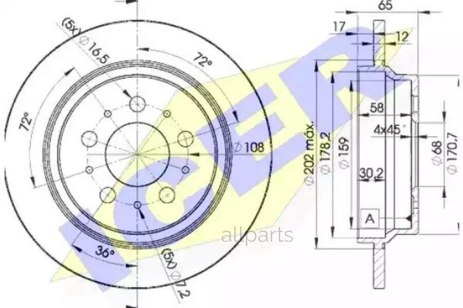 ICER 78BD1674-1 Диск тормозной задний ICER 78BD1674-1