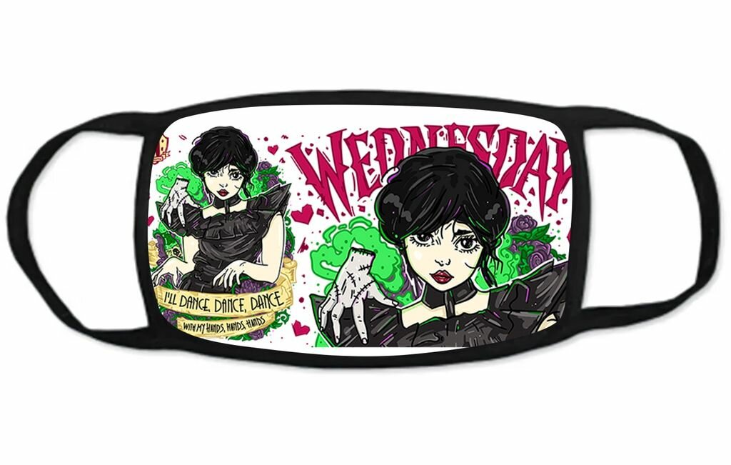 Маска на лицо Уэнсдей, Wednesday №1, Детская 18 на 10 см