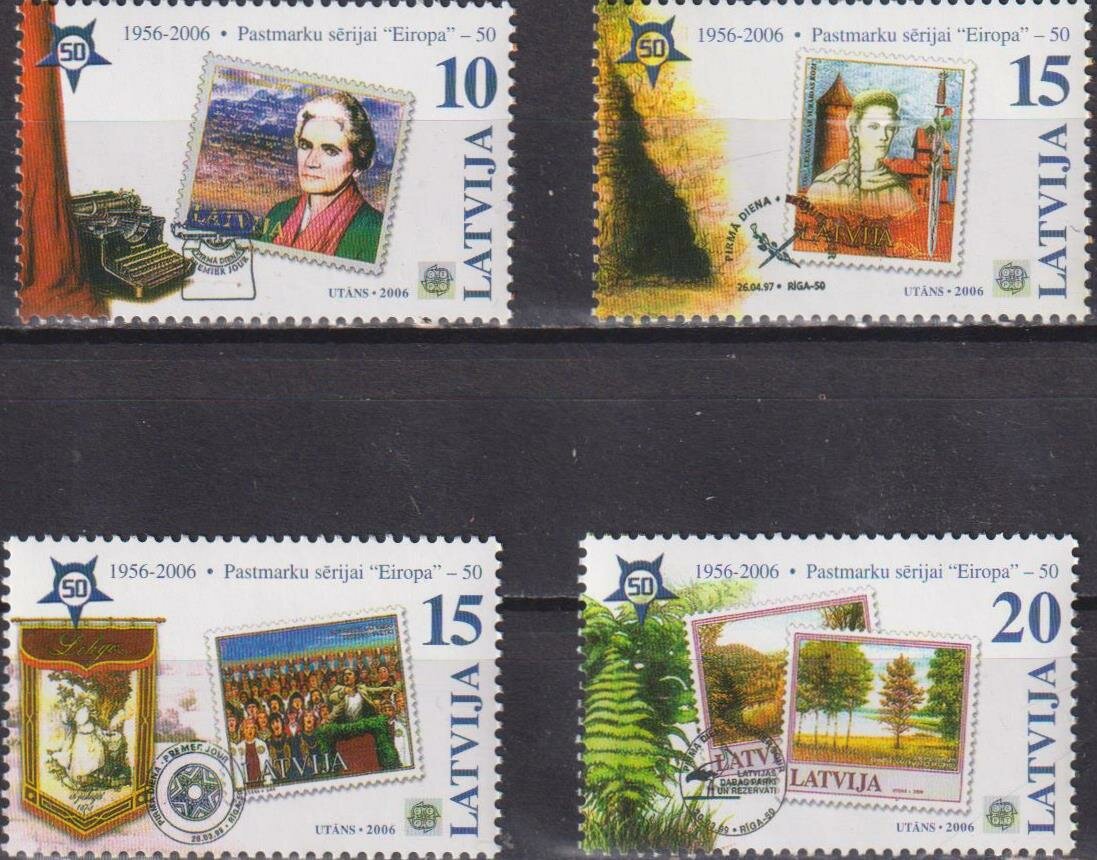 Почтовые марки Латвия 2006г. "50 лет первым маркам европа" Марки на марках MNH