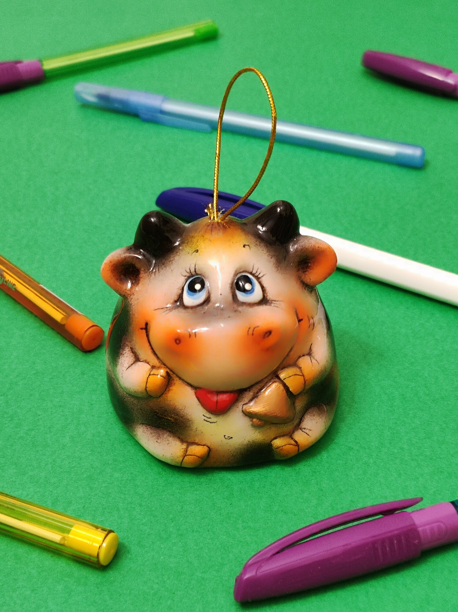 Колокольчик сувенирный "Бык" Ручная работа Керамика