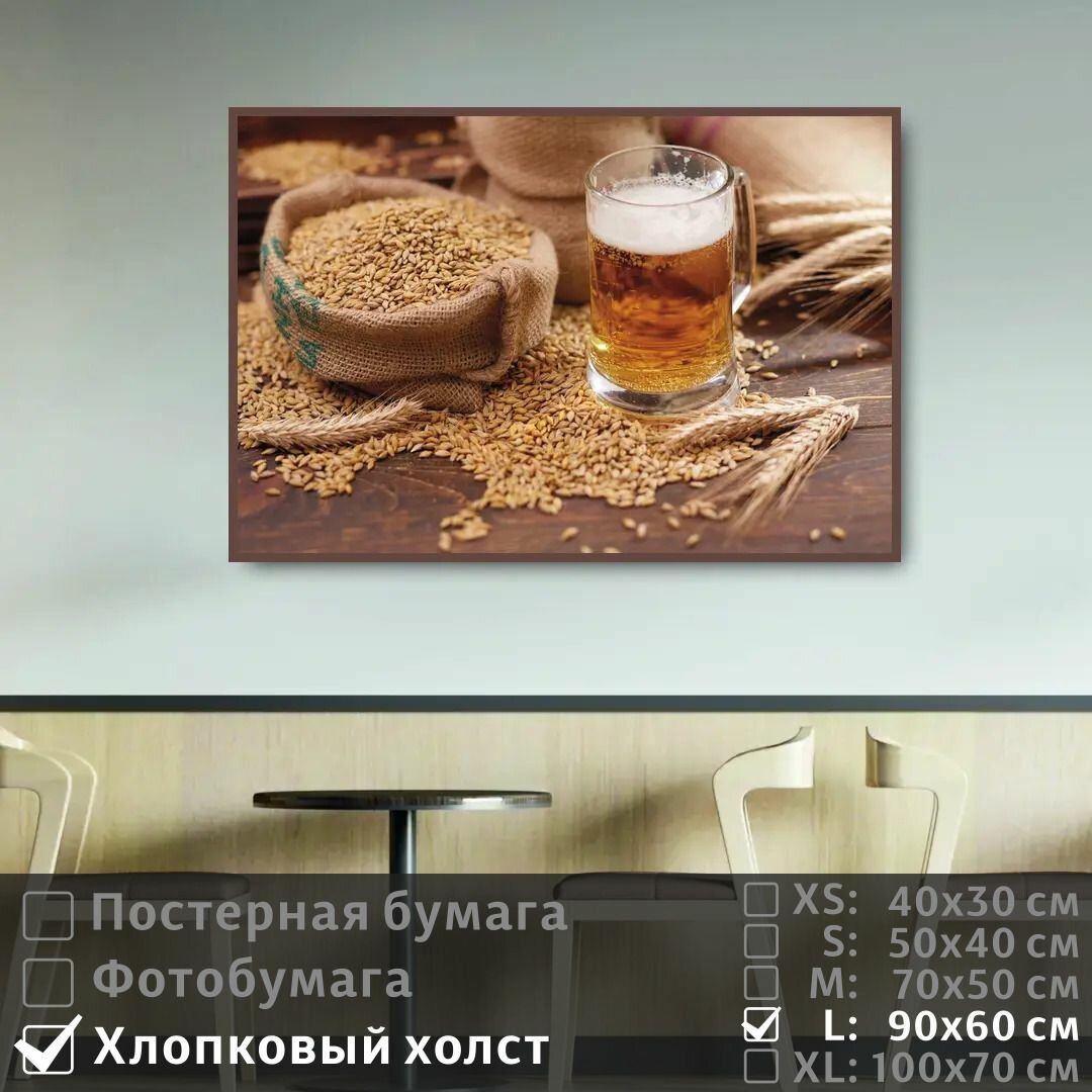 Постер на холсте Для Бара Пиво И Пшеница 90х60 см ПолиЦентр