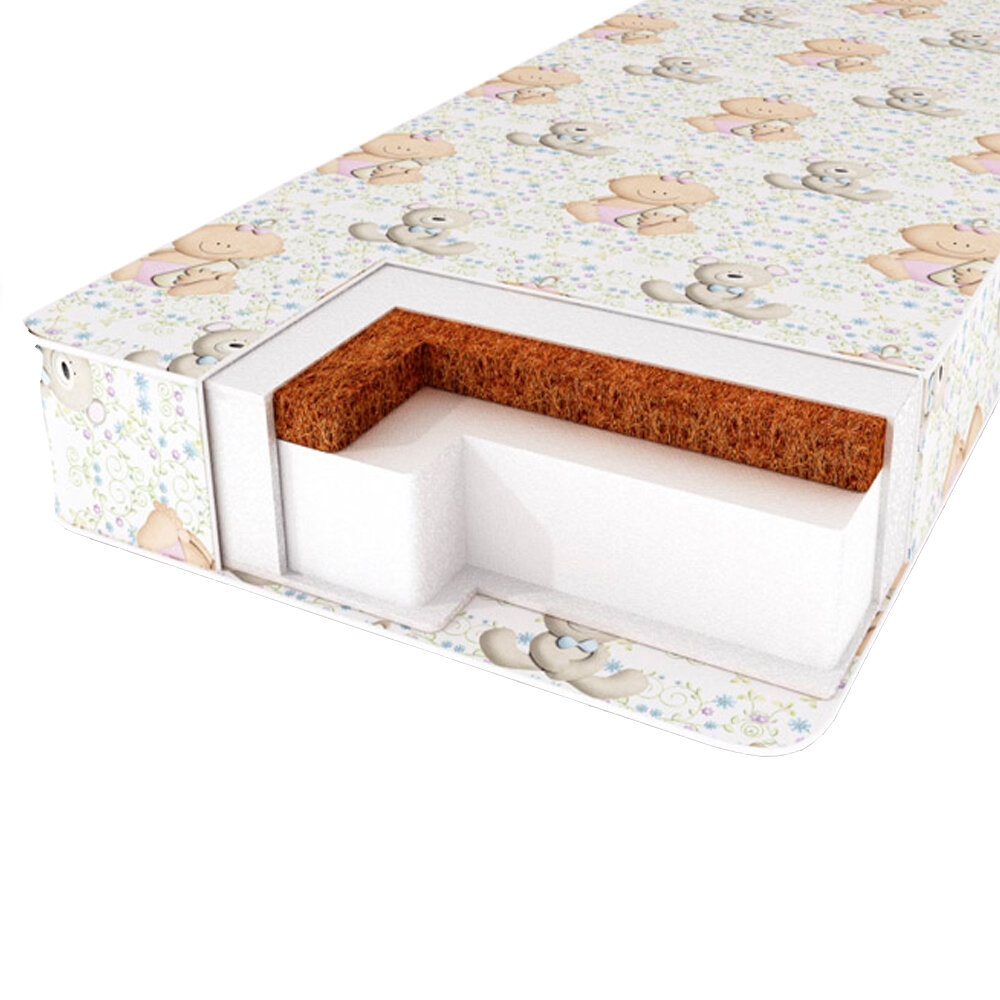 Матрас детский ALIS Садко беспружинный, двухсторонний, съемный чехол на молнии, 60х120 см, бязь