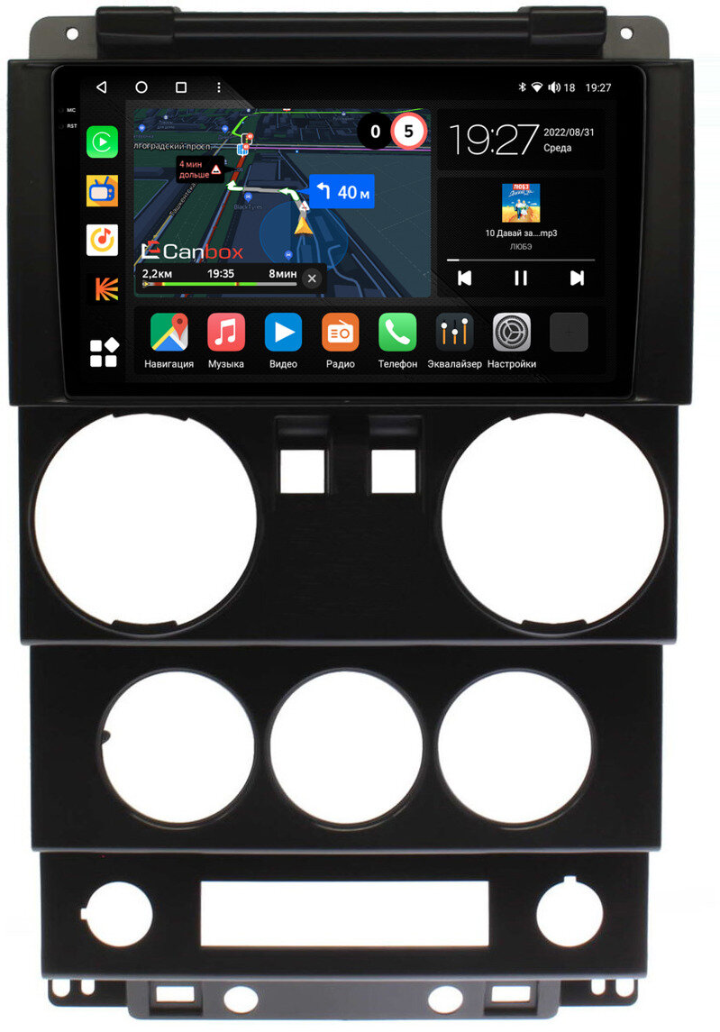 Штатная магнитола Jeep Wrangler 3 (JK) 2007-2010 (2 двери) Canbox M-Line 2K 4179-9-0232 на Android 10 (4G-SIM, 4/64, DSP, QLed)