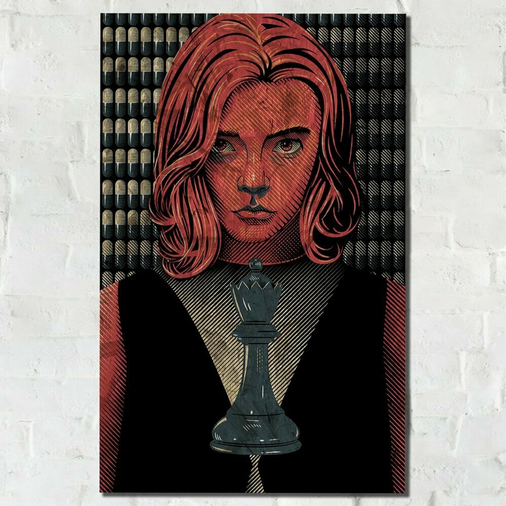 Картина интерьерная на рельефной доске сериал Ход Королевы (The Queen's Gambit) - 14368 В